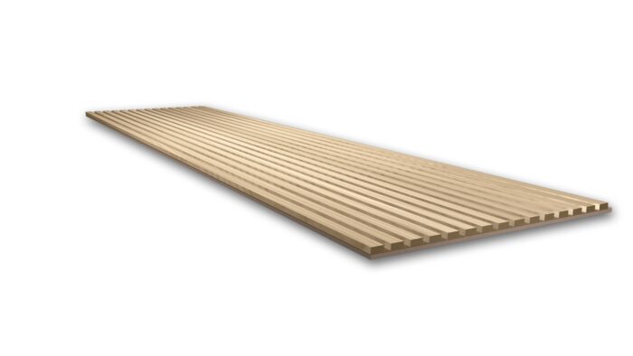 Oak Acoustic Slat Wood Panel on beige felt (3-sided wood veneer) 3m ...
